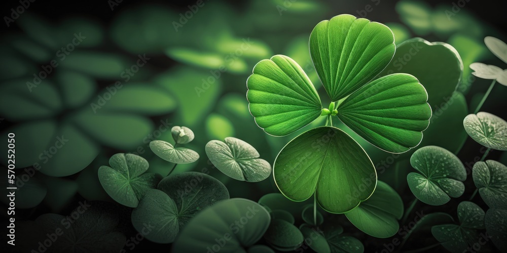Shamrock plant in the background, with a fresh, juicy green as a ...