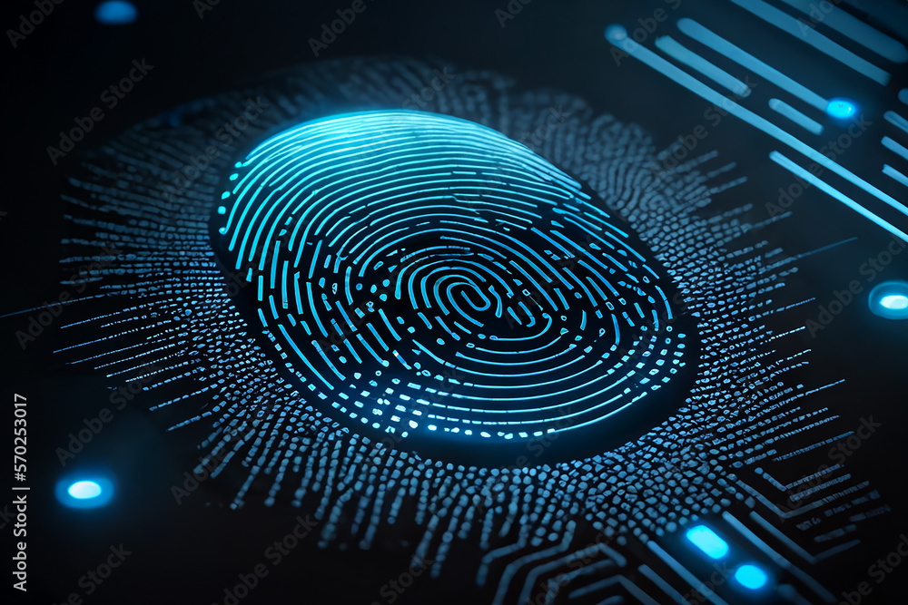 Fingerprint scanning, biometric identification and security login. Generative AI Stock ...