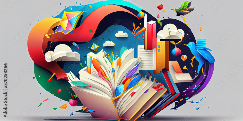 ai generated, 3d desktop backgound, abstract, education concept Stock ...