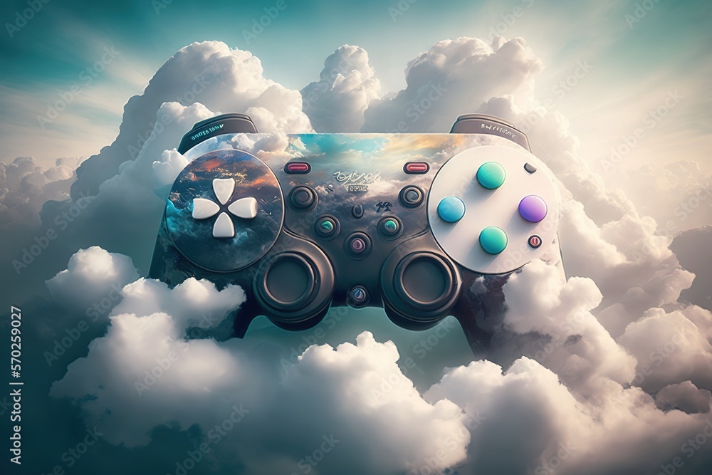 a cloud gaming concept illustration with a gaming controller in the ...