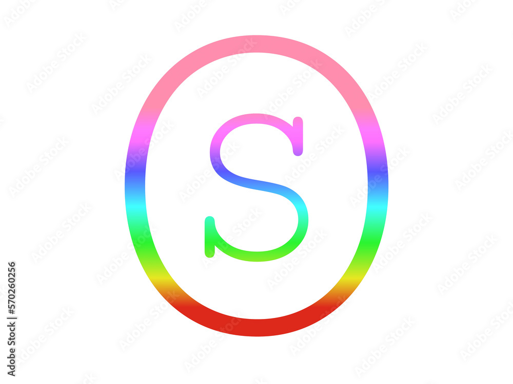 letter S of the alphabet made with the colors of the rainbow, with a ...