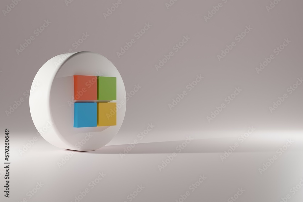 Microsoft windows icon isolated. 3D Illustration. Microsoft 3D ...