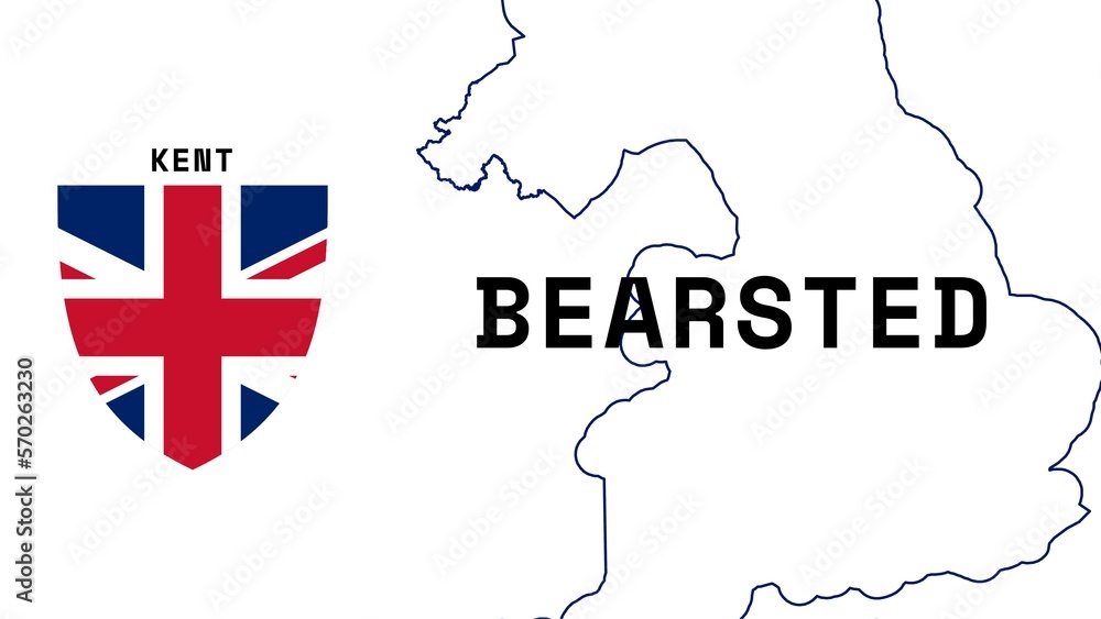 Bearsted: Illustration mit dem Ortsnamen der britischen Stadt Bearsted ...