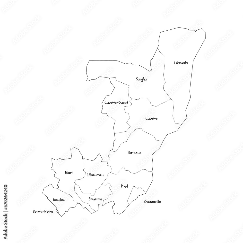 Republic of the Congo political map of administrative divisions ...