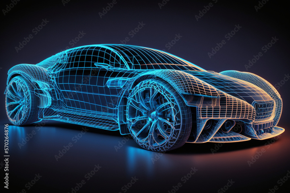 Virtual designing of future tech car prototype model, generated ai ...