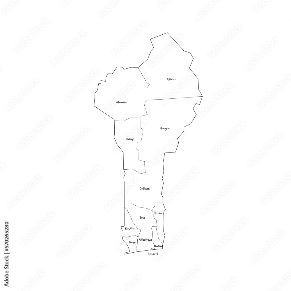 Benin political map of administrative divisions - departments ...