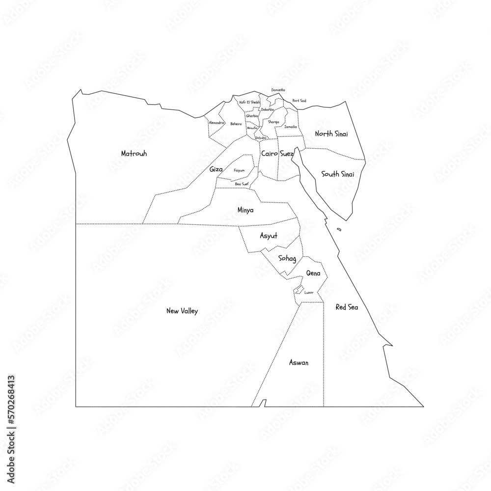Egypt political map of administrative divisions - governorates ...