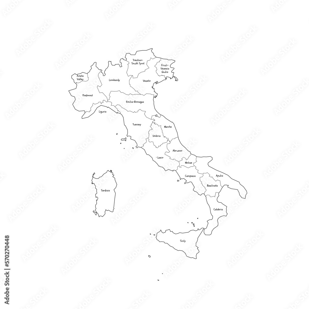 Fototapeta mapa świata dla dzieci Italy political map of administrative ...