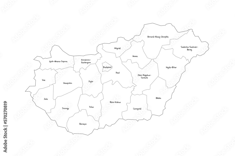 Hungary political map of administrative divisions - counties and ...