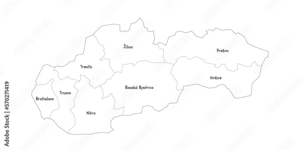 FotoMural Slovakia political map of administrative divisions - regions ...