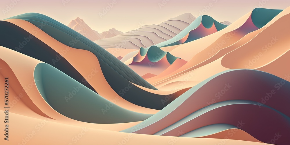 Pastel colored desert with abstract sand dunes, concept of Muted Color ...