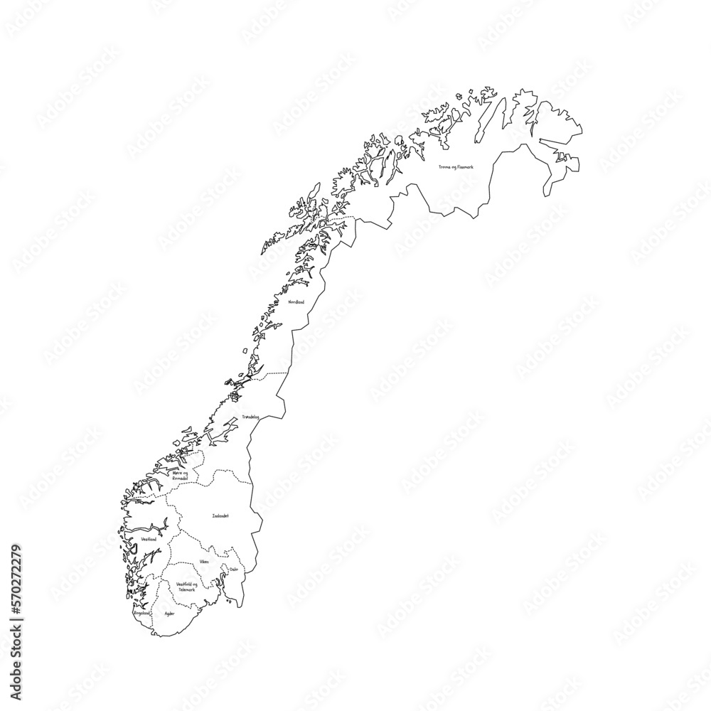 Norway political map of administrative divisions - counties and ...