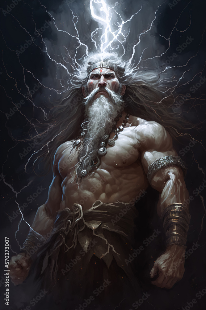 Portrait of Perun, Slavic god of thunder and lightning, generative ai ...