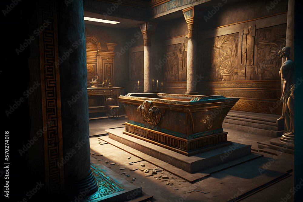 Interior of sacred tombs in pyramids from Giza, Egypt. Neural network ...