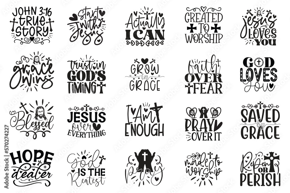 Jesus Christian SVG And T-shirt Design Bundle, Jesus Christian SVG ...