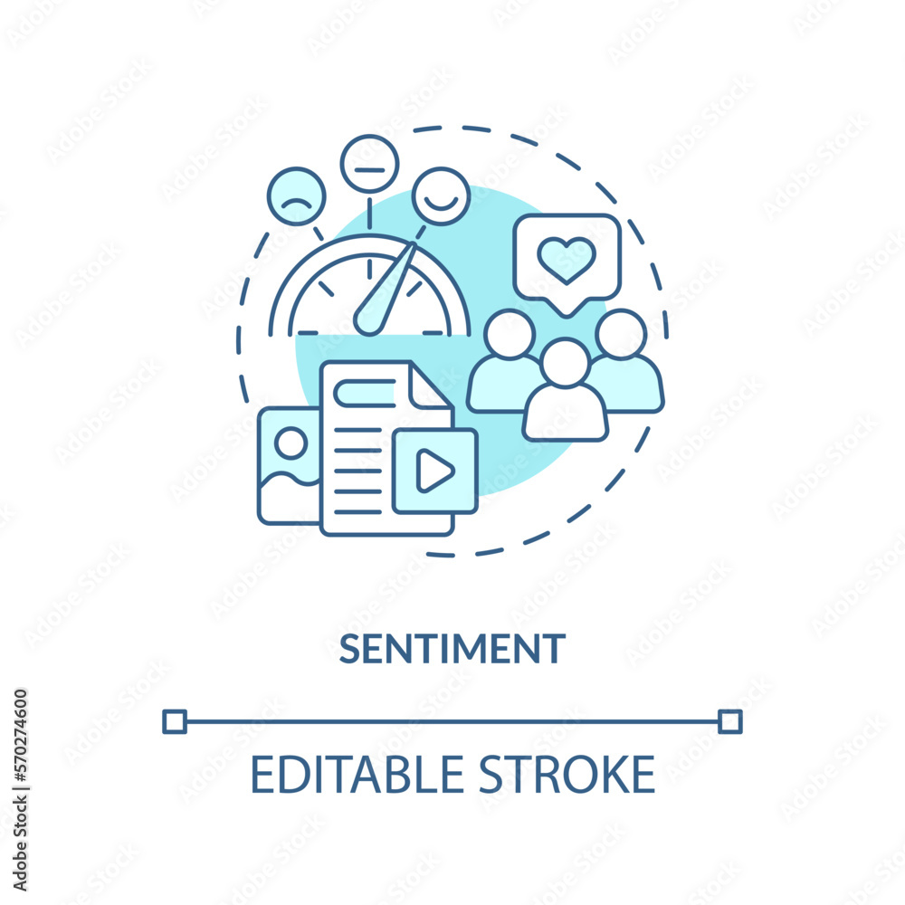 Sentiment turquoise concept icon. Users reactions. Social media ...
