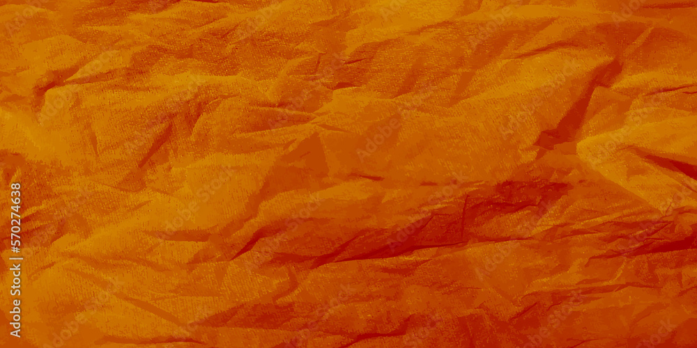 Orange creased crumpled paper texture can be use as background. Ragged ...