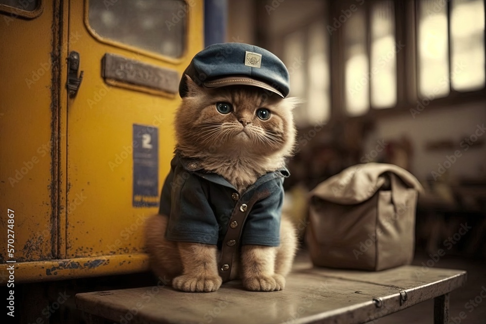 Cat as mailman post delivery service Postman illustration generative ai ...