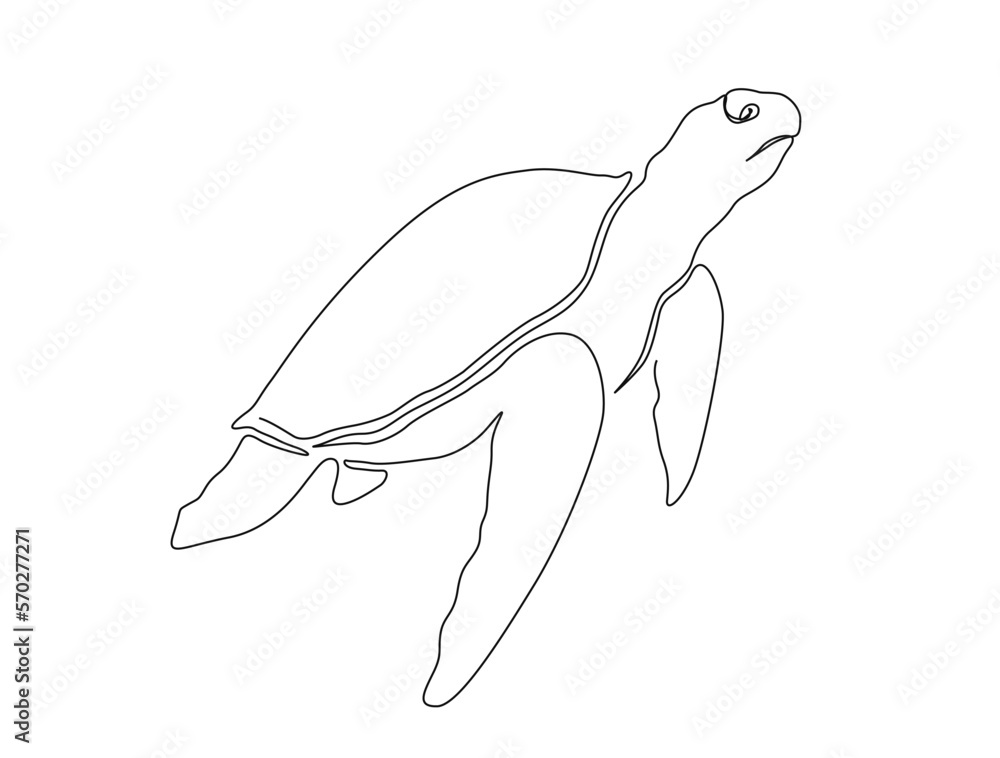 Continuous one line drawing of turtle. Simple illustration of tortoise ...