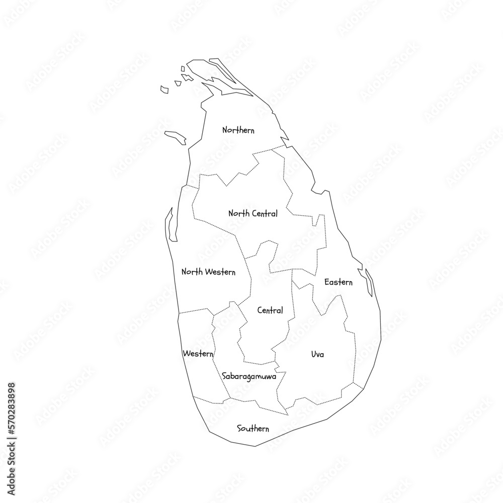 Sri Lanka political map of administrative divisions - provinces ...