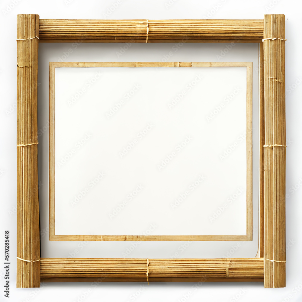 Bamboo frame isolated border made of wooden brown bamboo sticks of ...