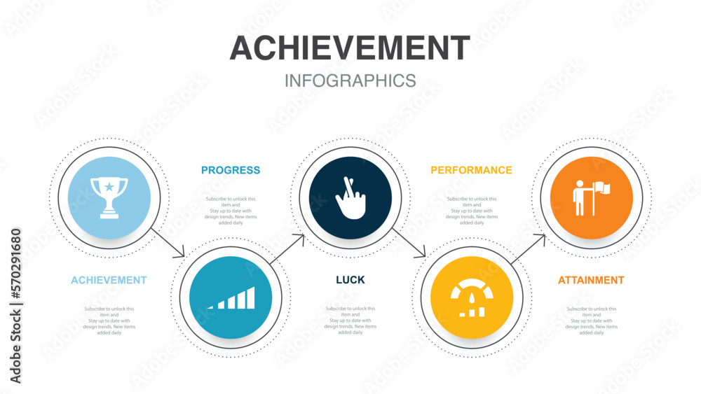 achievement, progress, luck, performance, attainment, icons Infographic ...
