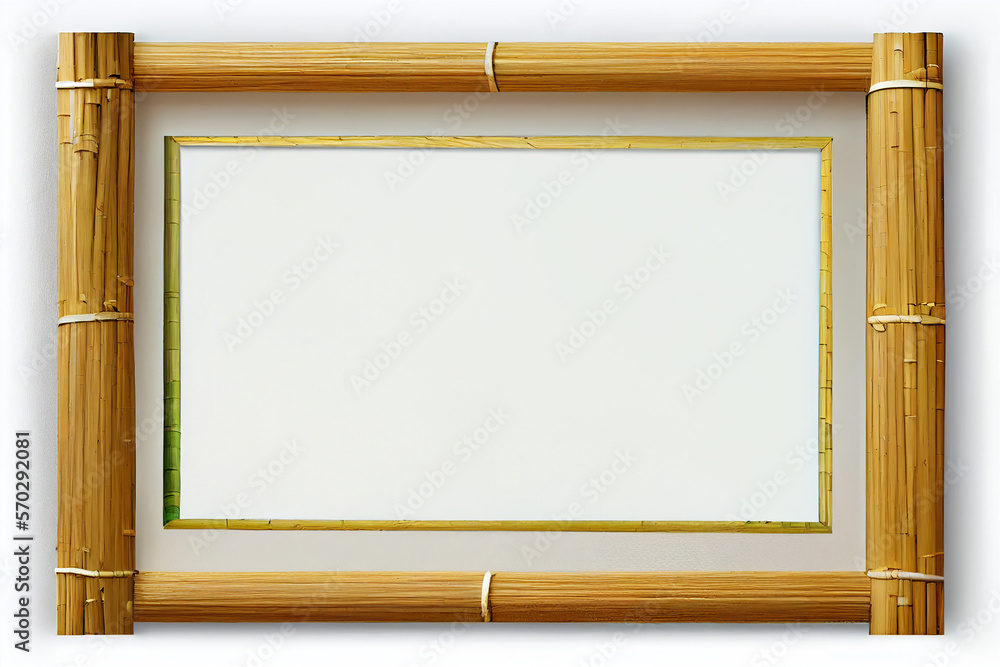 Rectangle wooden border frame in brown, made from realistic bamboo ...