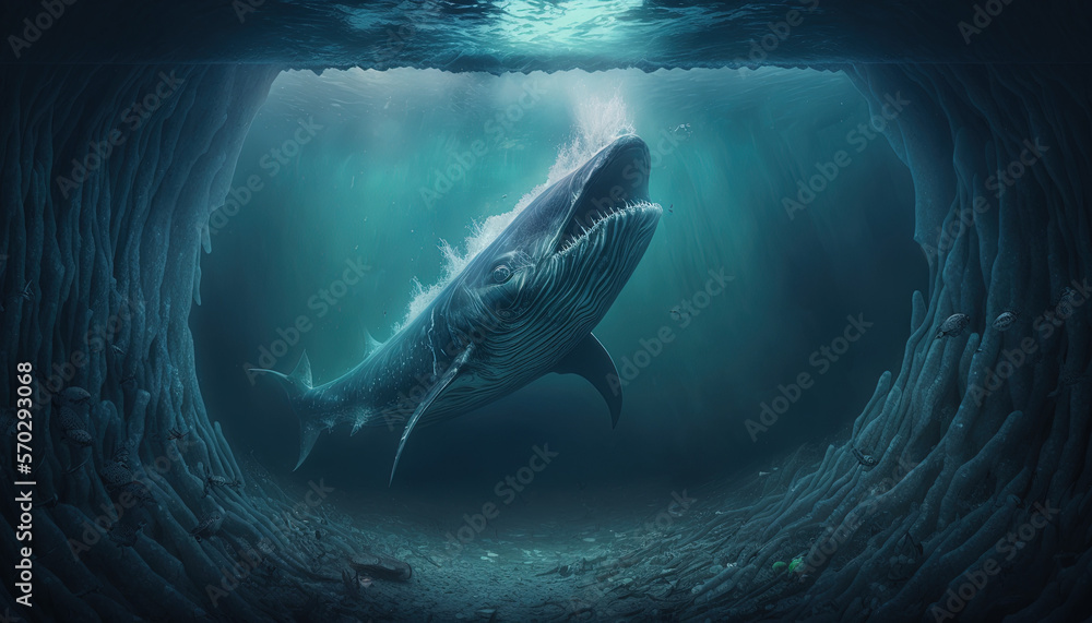 Thalassophobia Whale Abstract - Watercolour (Generative AI Art ...