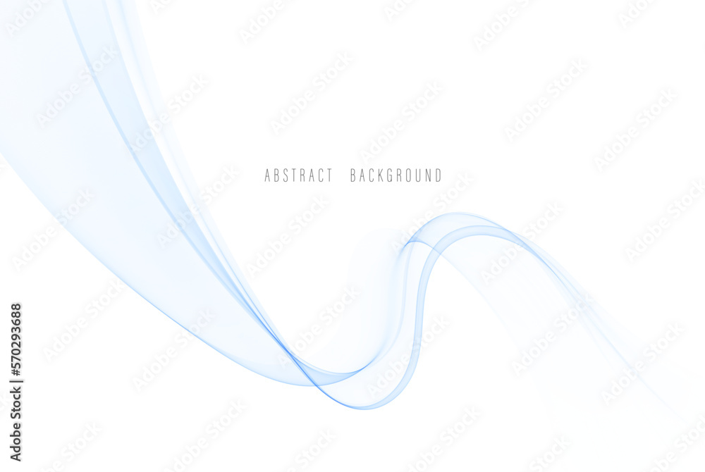 Blue abstract flow of wavy lines on a white background. Design element ...