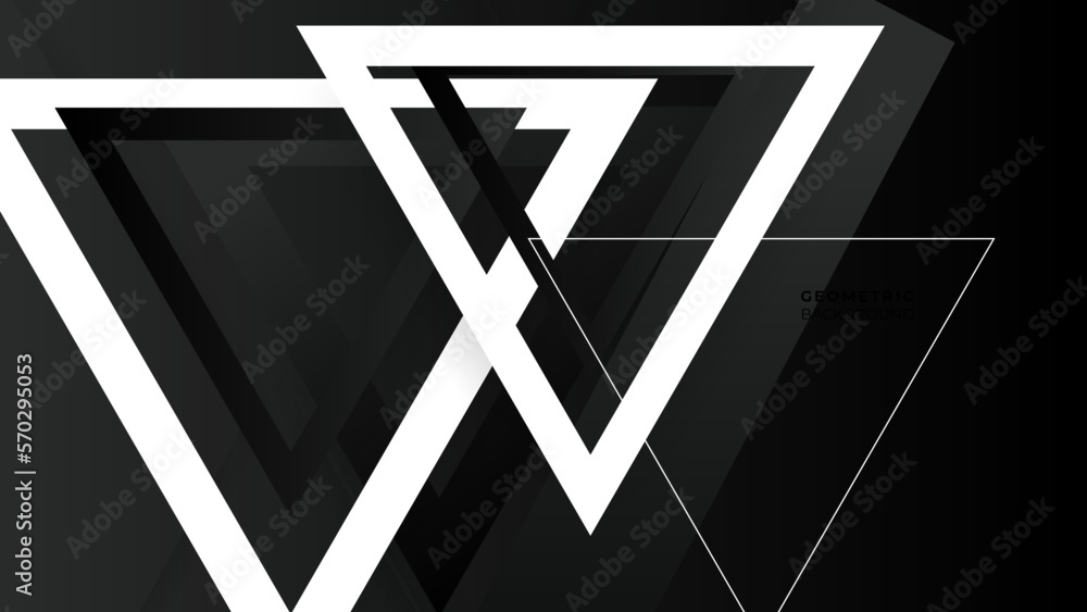 Abstract elegant white and black triangle shape on dark background. You ...