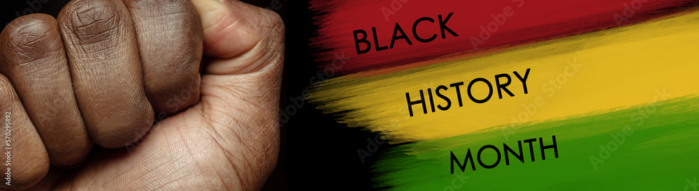 African-american culture. Racial equality. Male fist over red yellow ...