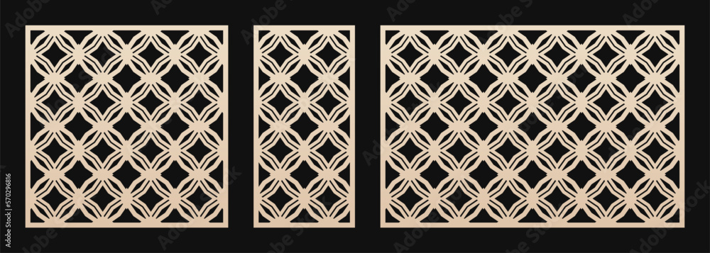 Laser cut patterns. Vector set of oriental geometric ornaments with ...