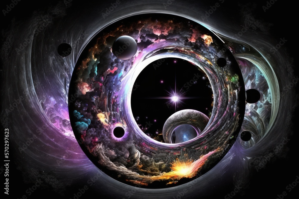 Einstein Rosen bridge in a wormhole in space time. Multiple universes ...