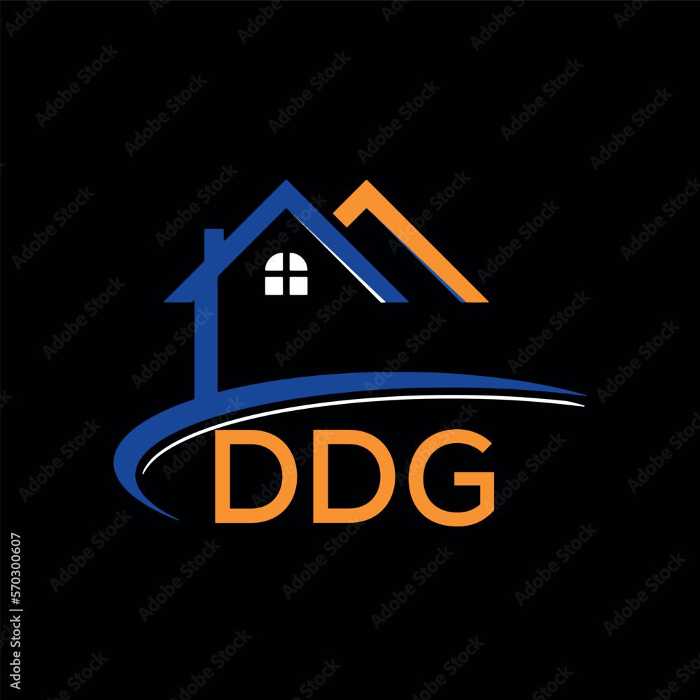 Vetor de DDG house logo, letter logo. DDG blue image on black ...