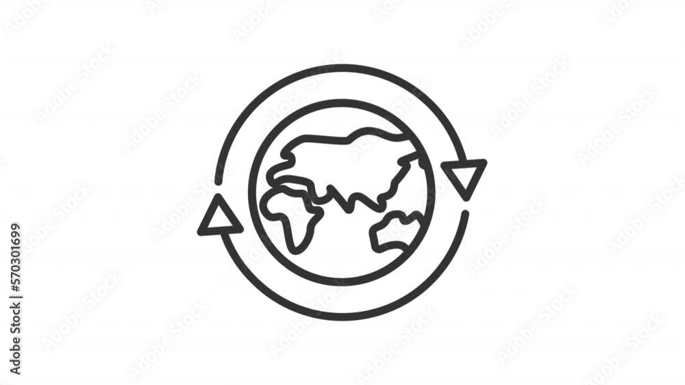 Animated global exchange linear icon. International trade and business ...