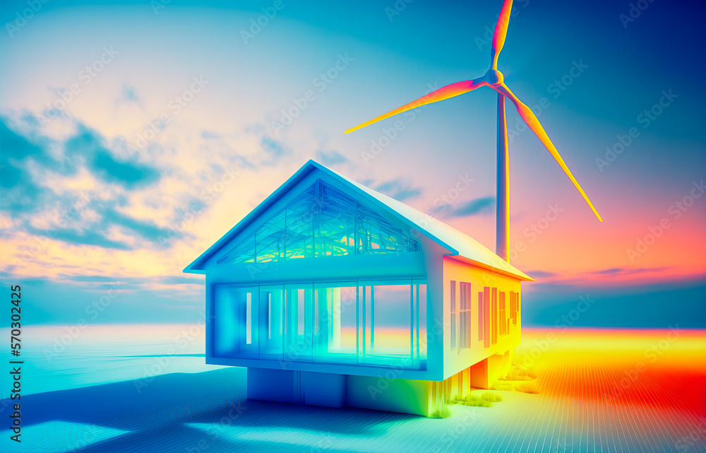 Sustainable energy: A single-family home displays a heat map to show ...