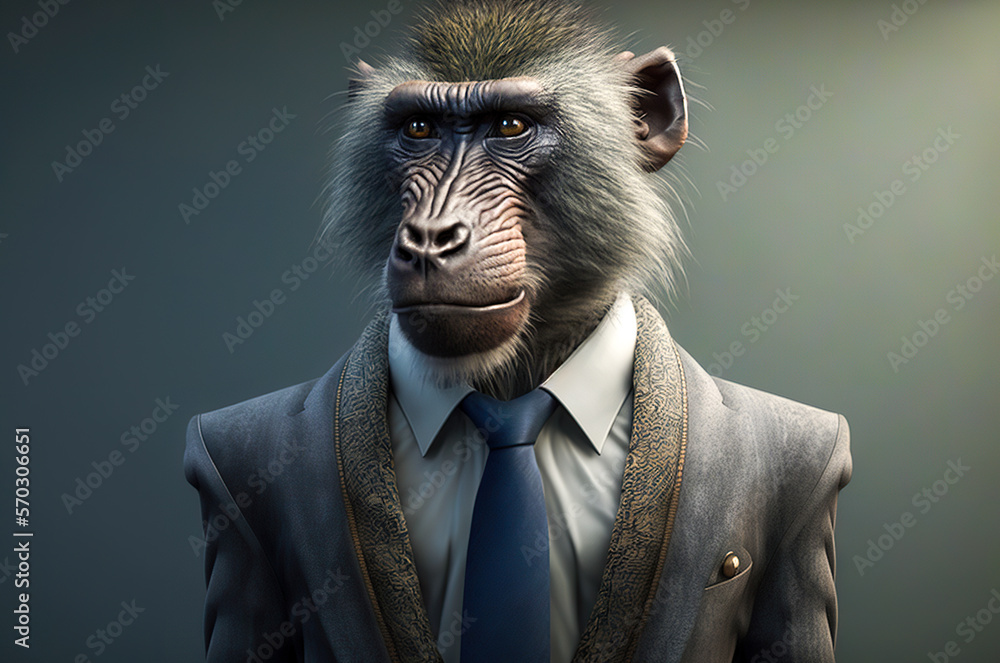 portrait of monkey dressed in a formal business suit Stock Illustration ...