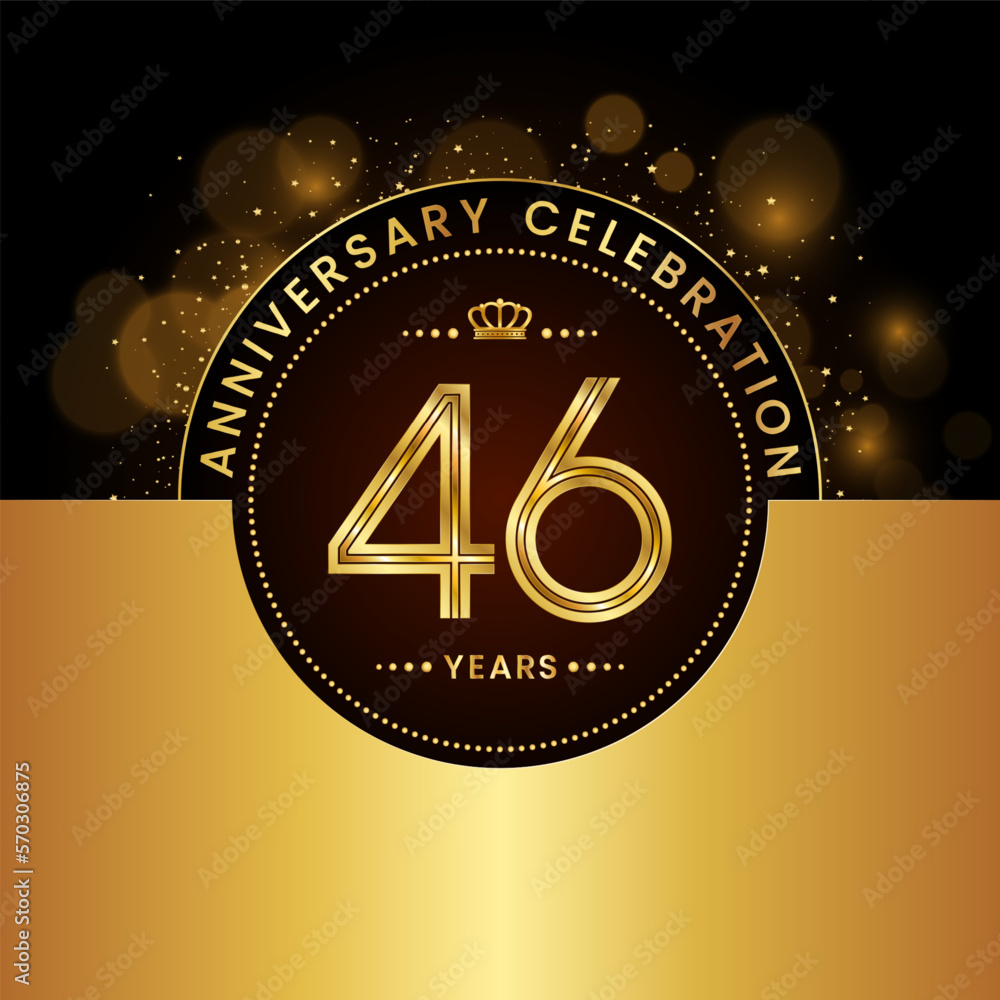 46th Anniversary Celebration. logo design with golden numbers and text ...