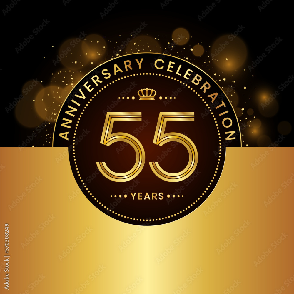 55th Anniversary Celebration. logo design with golden numbers and text ...