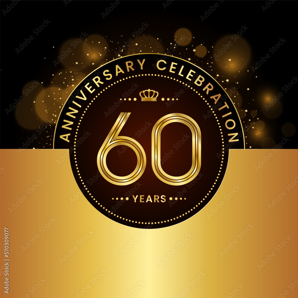 60th Anniversary Celebration. logo design with golden numbers and text ...