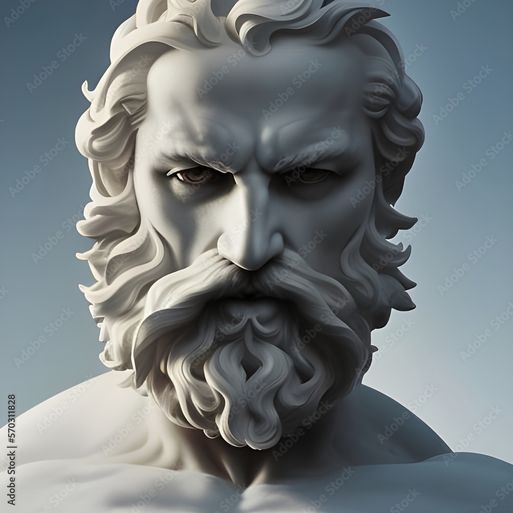 Generative AI image featuring a chiseled white marble statue bust of ...