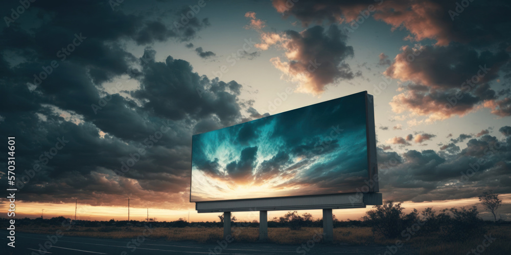 Unset sky with dramatic light and cloud cover. Billboard, advertising ...