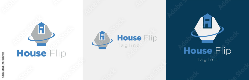House flipping business logo design set, home renovation service modern ...