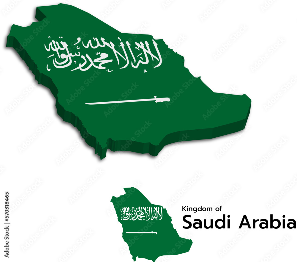 Saudi Arabia in Shapes and Colours: Interactive 3D Map and Flag Stock ...