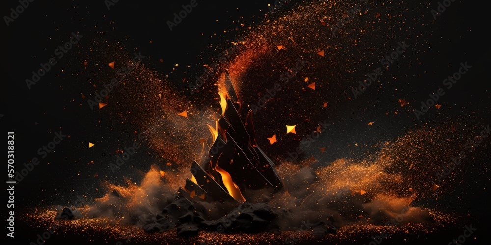Halloween Witch . Fire embers particles over black background. Fire ...