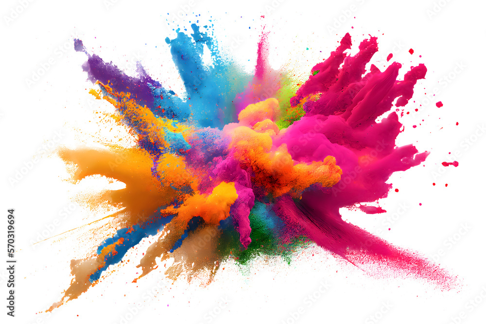 Colorful rainbow holi paint splash, color powder explosion, AI ...