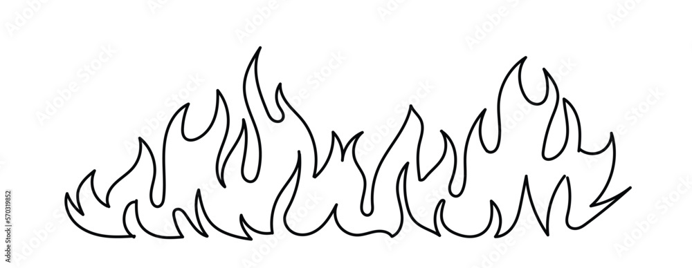 hand drawn Flame fire border frame Stock Vector | Adobe Stock