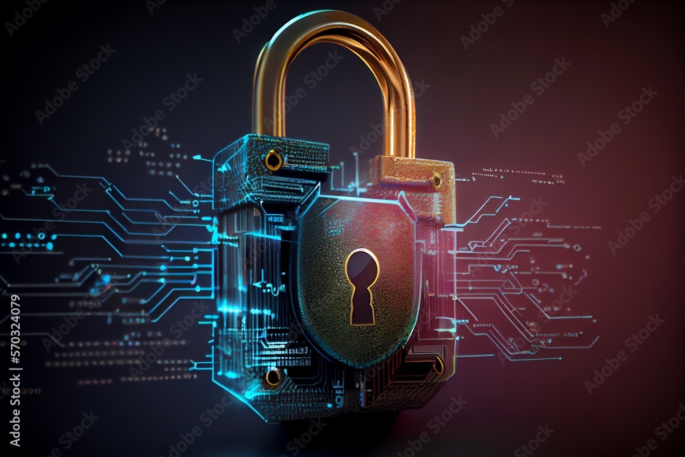 Cybersecurity Padlock, Digital Lock on Technology Network Data ...