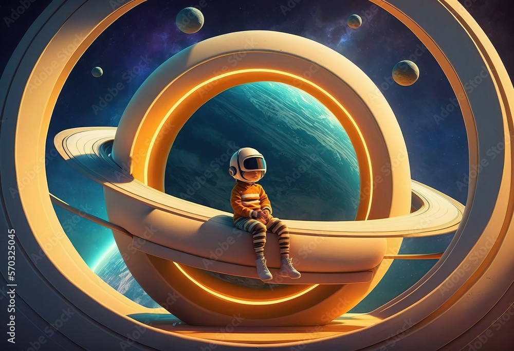 Kid astronaut space explorer. sketch art for artist creativity and ...