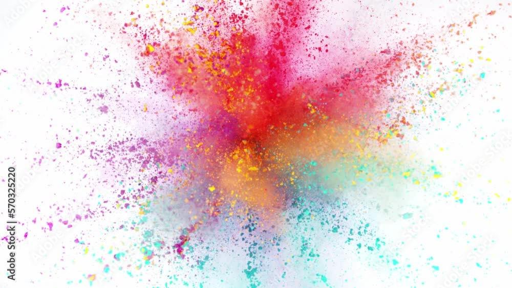 Super Slow Motion Shot of Color Powder Explosion Isolated on White ...